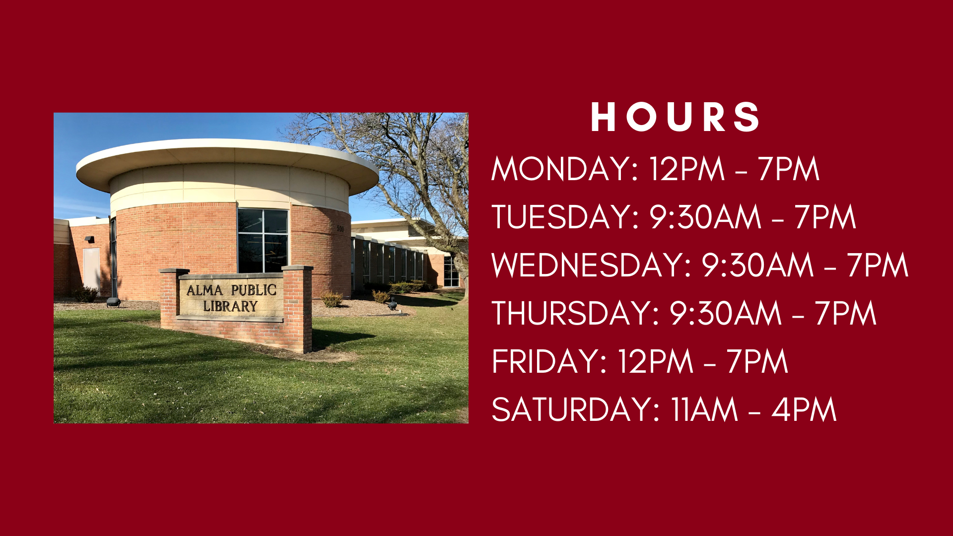 Alma Public Library: Home Page