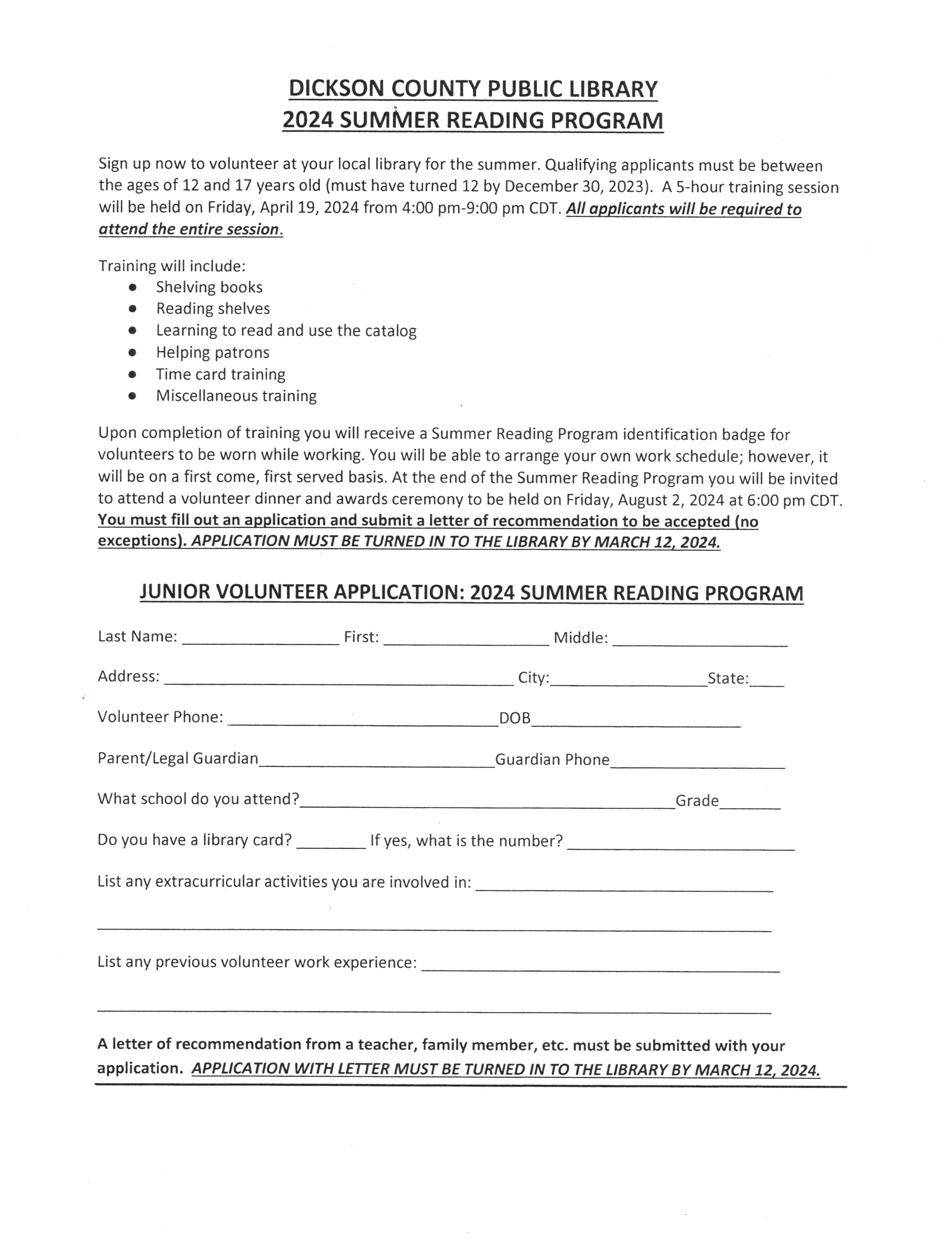 Dickson County Public Library: Summer Reading 2024